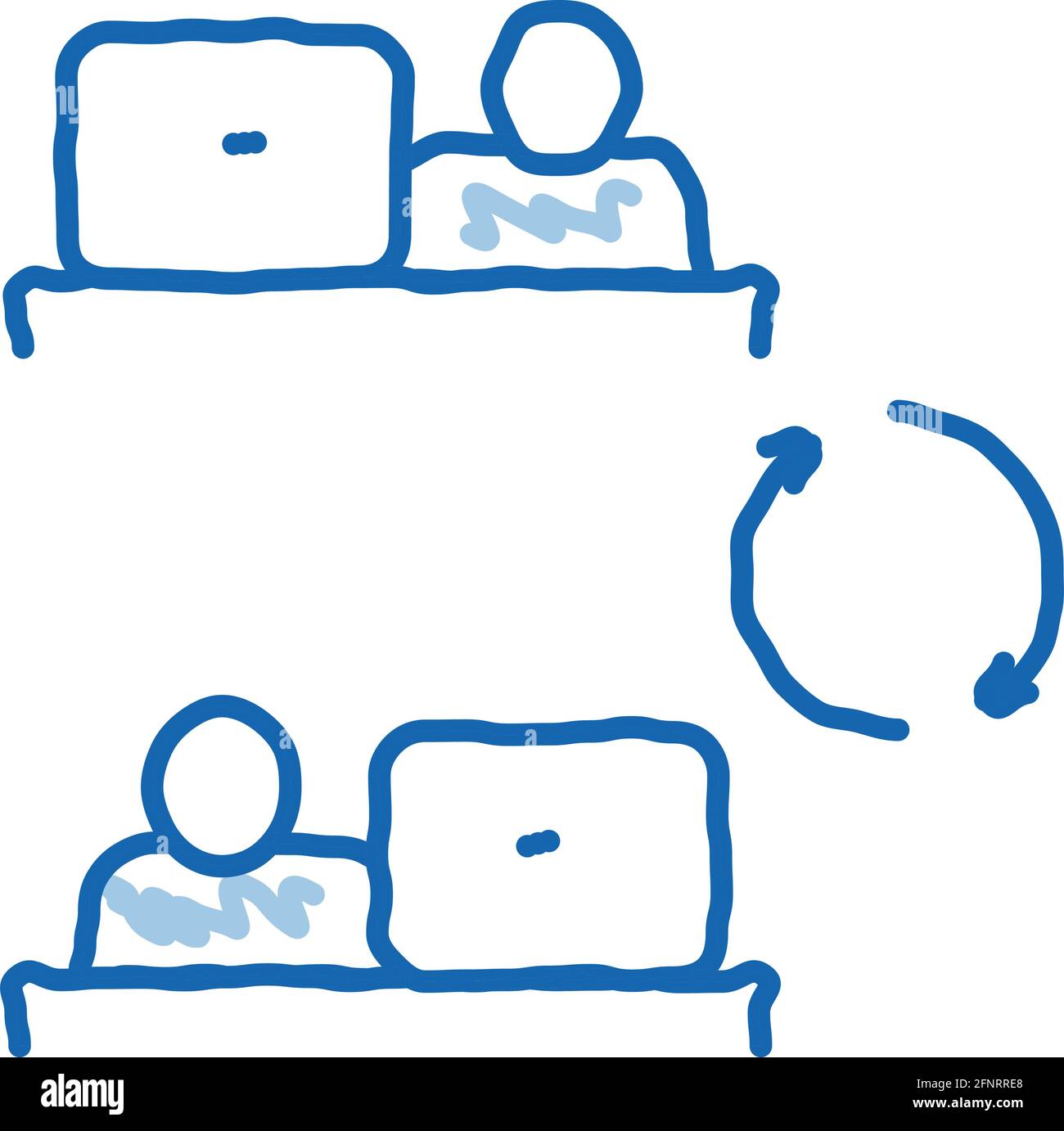 internet connection employee doodle icon hand drawn illustration Stock ...