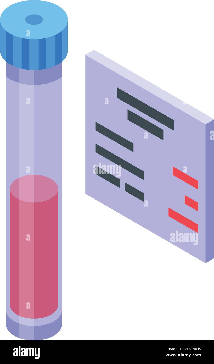 Blood test electronic patient card icon. Isometric of Blood test ...