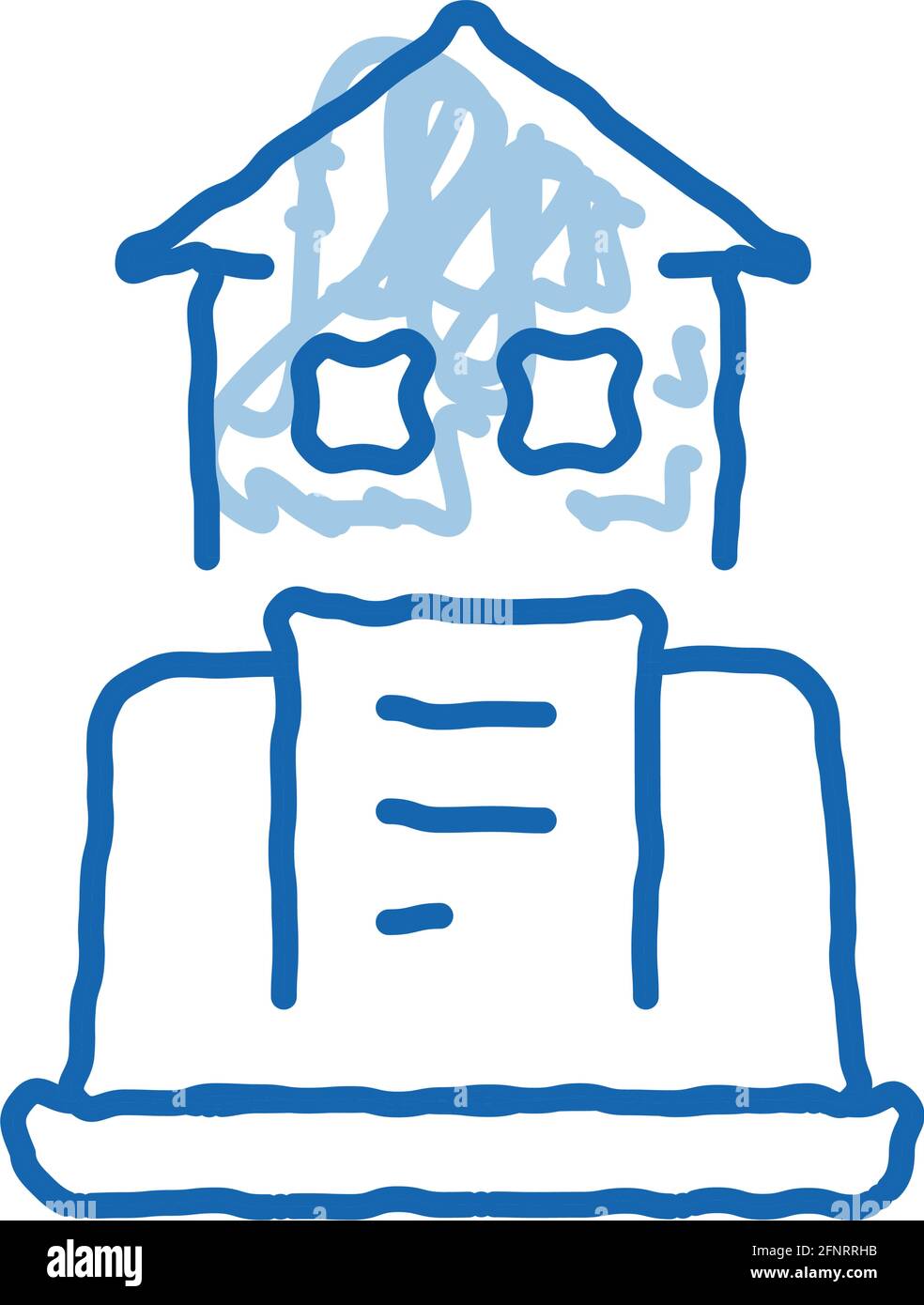 report on laptop home doodle icon hand drawn illustration Stock Vector ...