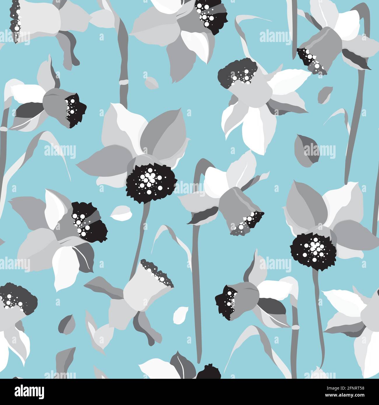 Colorful and vibrant daffodils in a repreating seamless pattern design ...