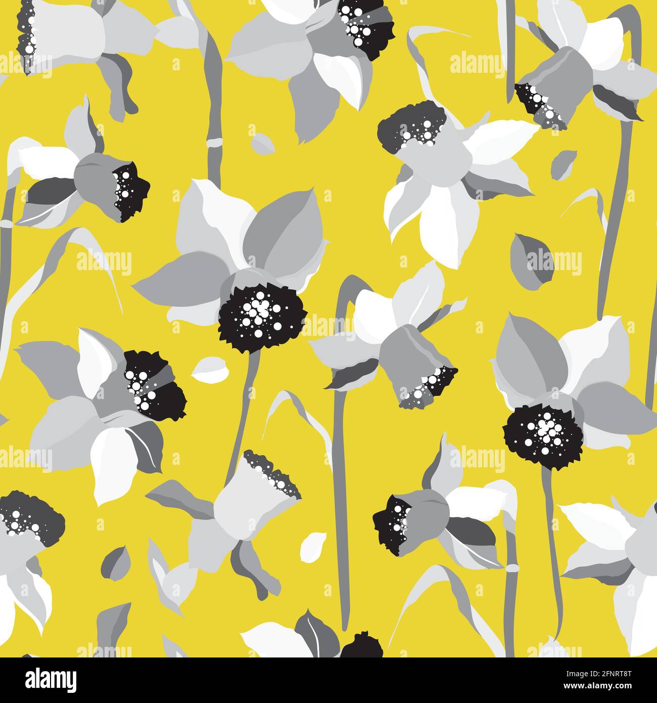 Colorful and vibrant daffodils in a repreating seamless pattern design ...