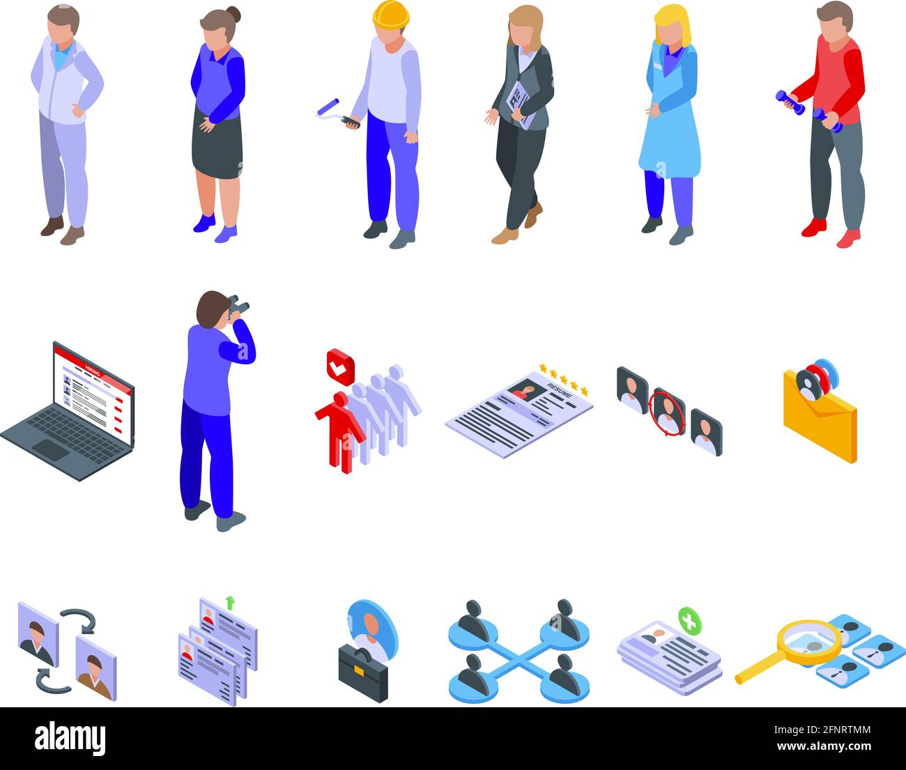 Human resources icons set. Isometric set of human resources vector ...