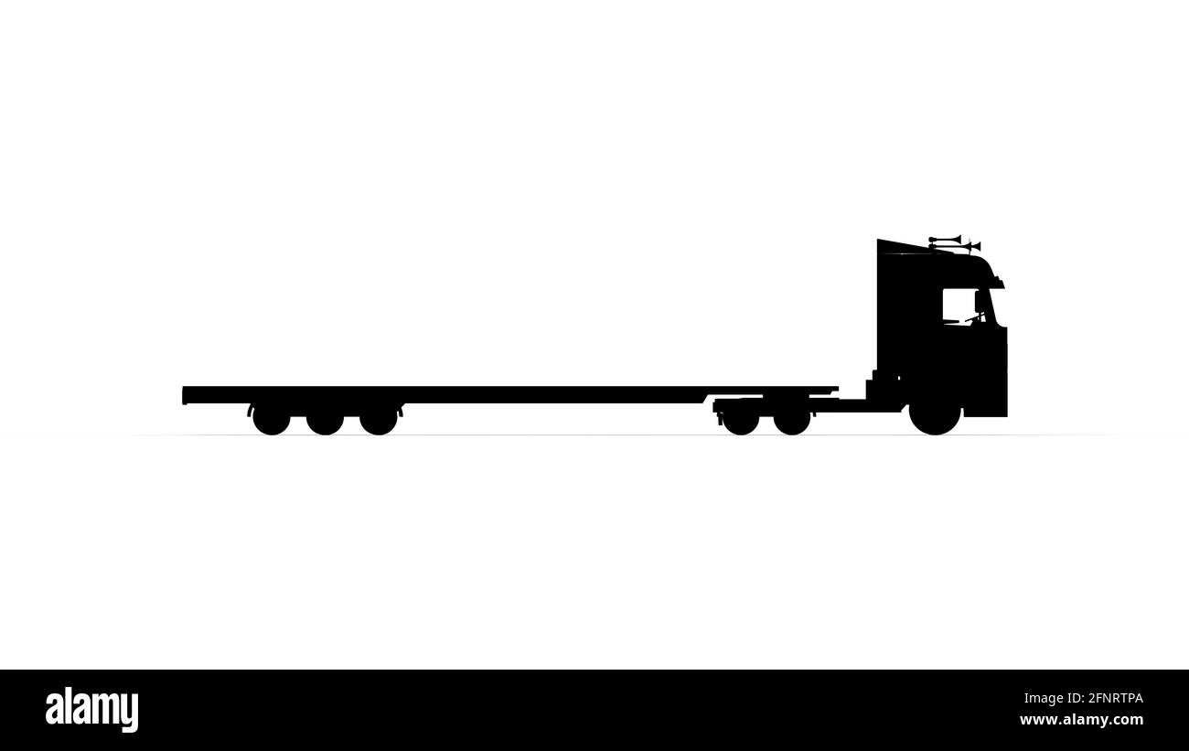 3D rendering of a logistics truck empty trailer isolated on empty ...