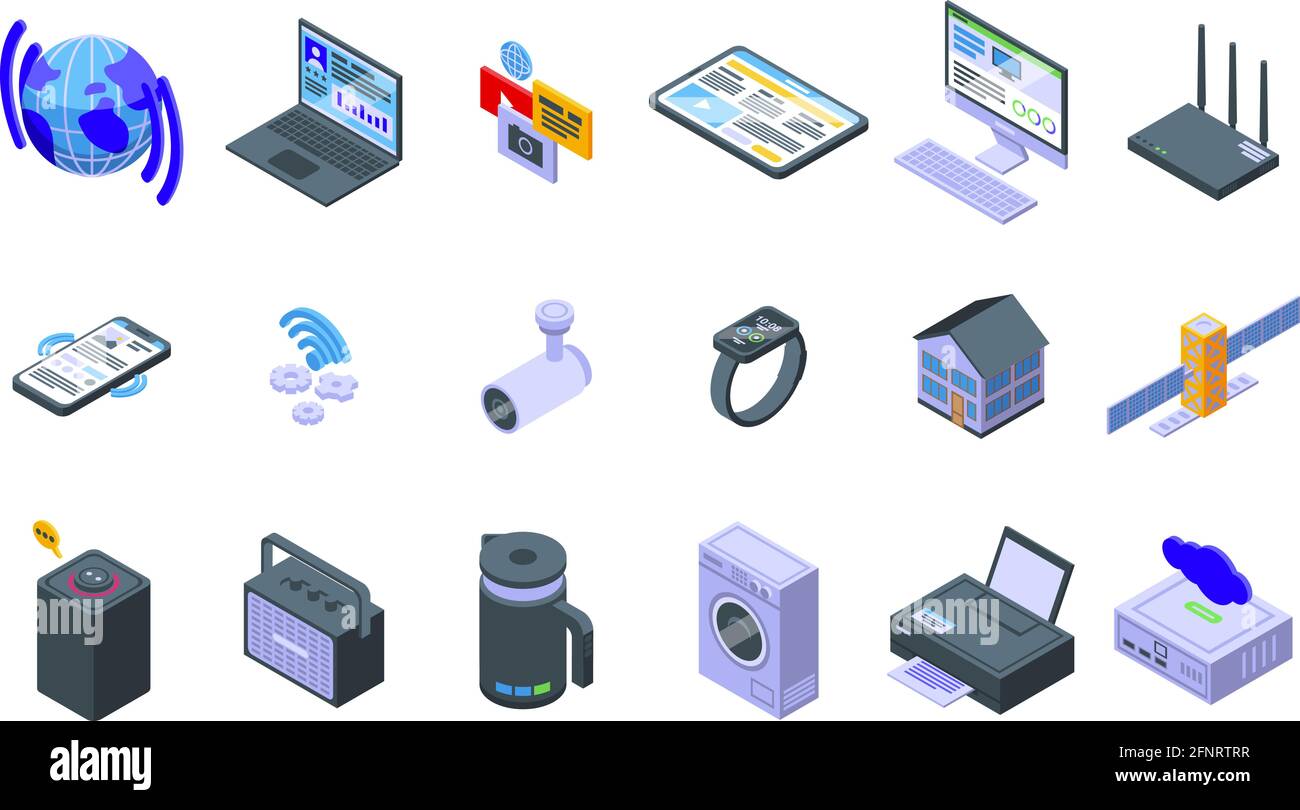 Internet connection icons set. Isometric set of internet connection ...