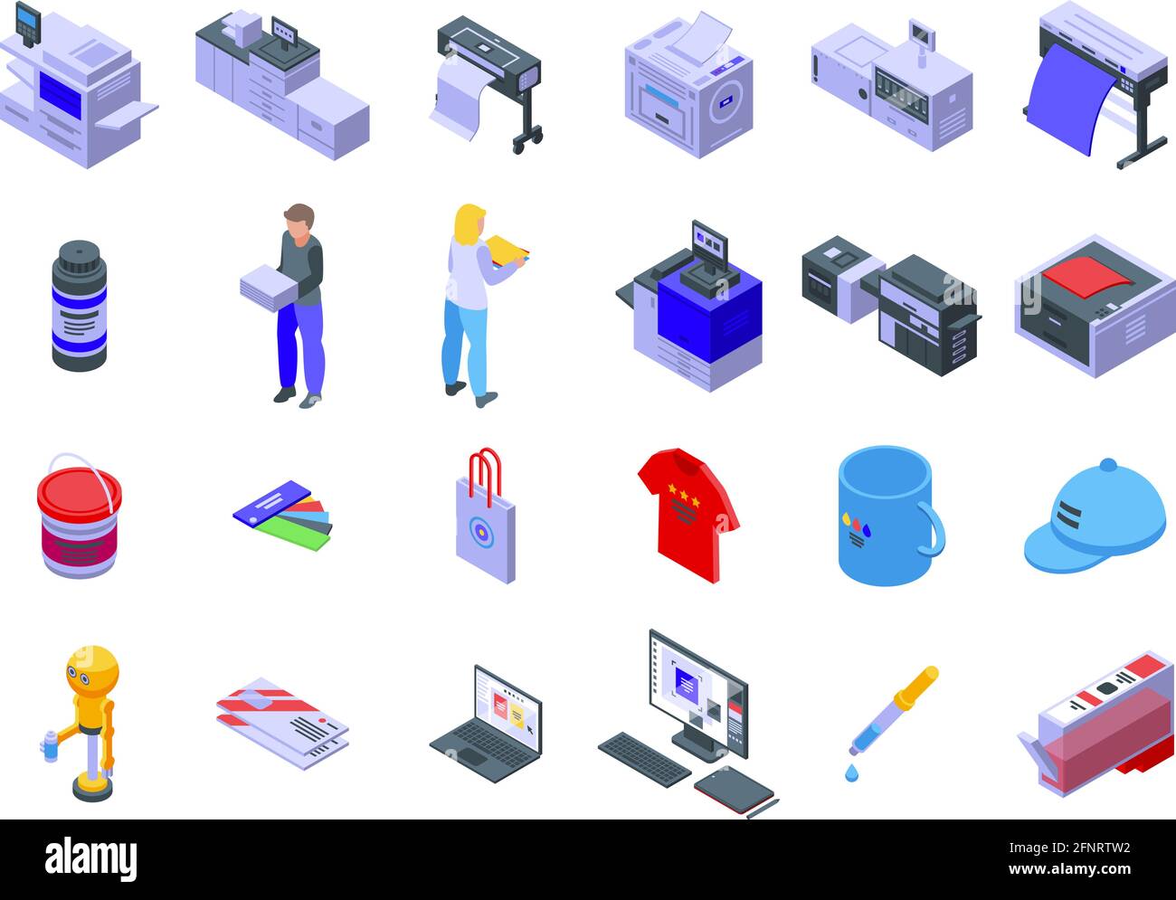 Digital printing icons set. Isometric set of digital printing vector icons for web design ...