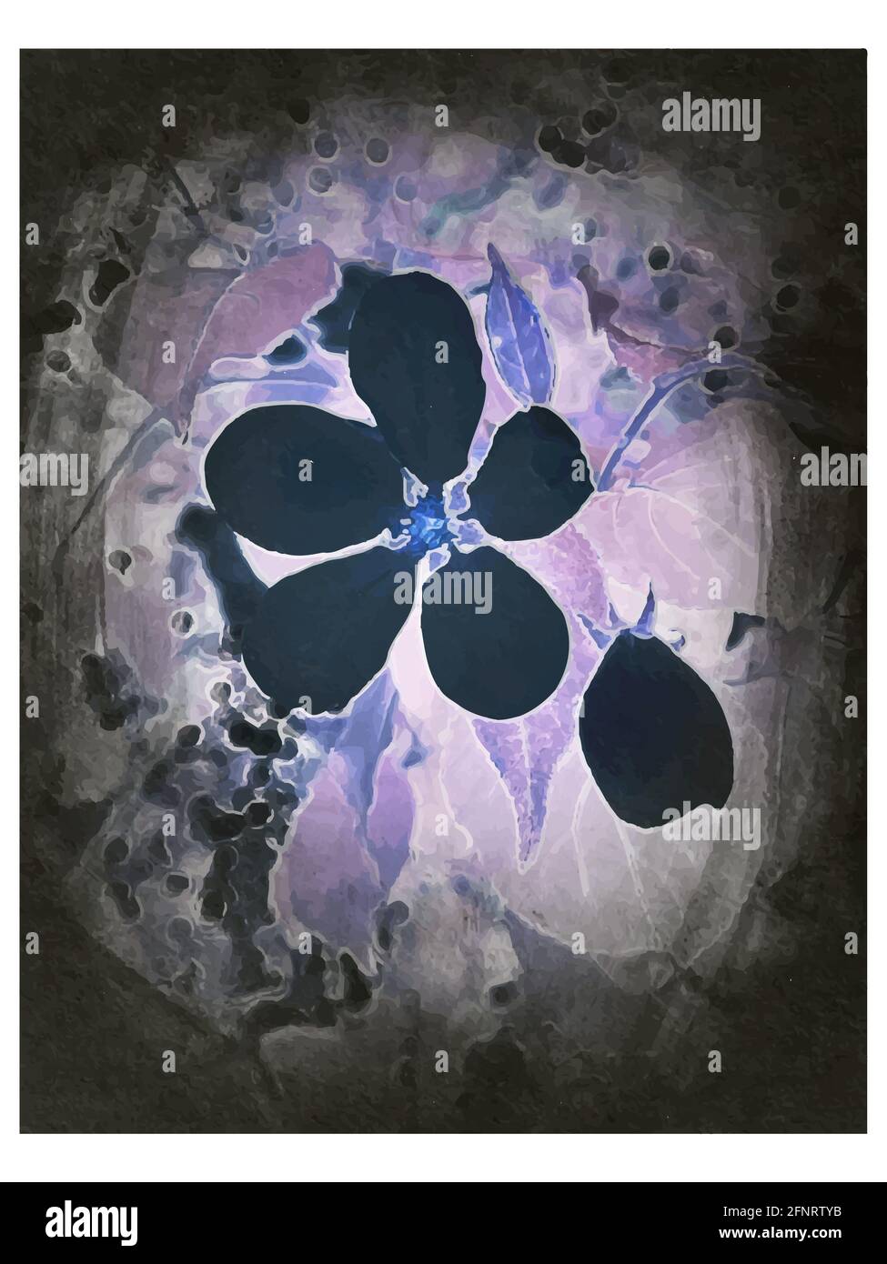 watercolor vector apple blossom branch with leaves lilac blue color ...