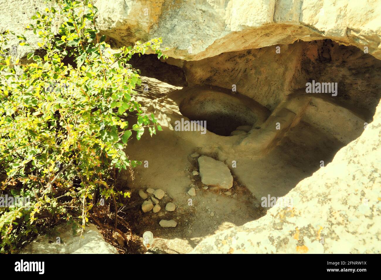 Cave-monastery, catacomb, crypt, sepulchre. The entrance to the dungeon ...