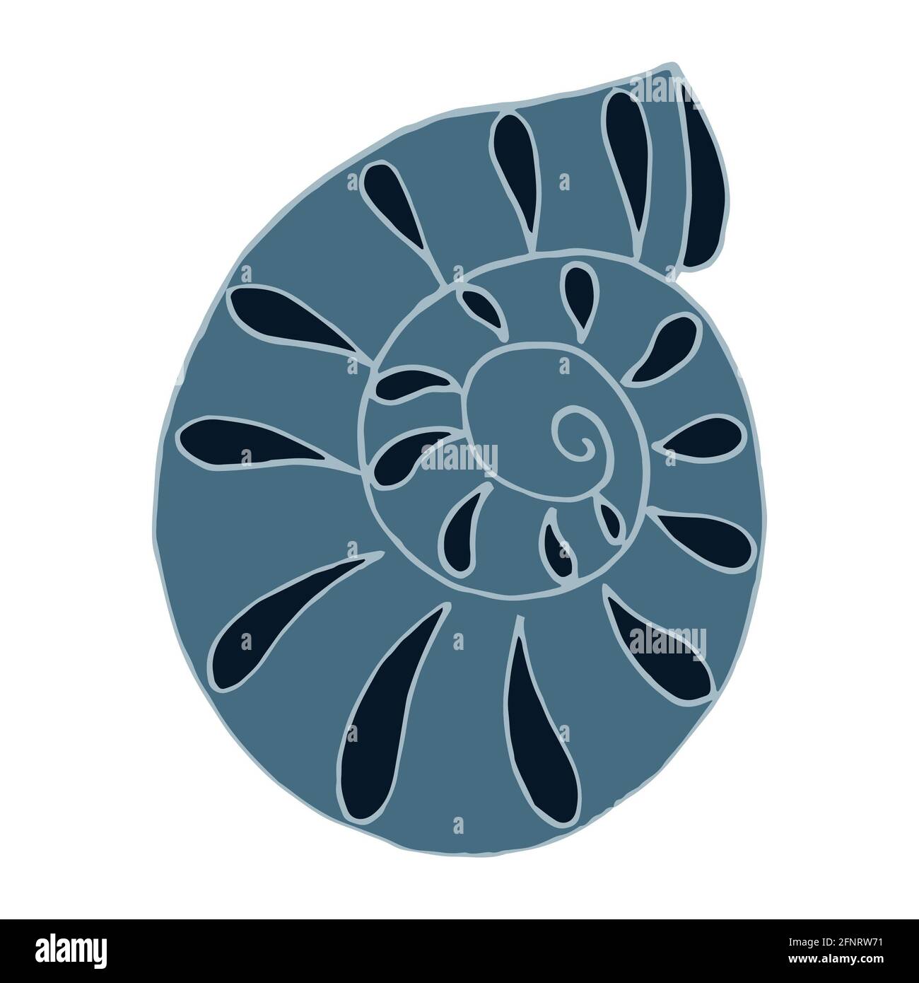 seashell sea vector isolated hand drawing sketch blue Stock Photo - Alamy