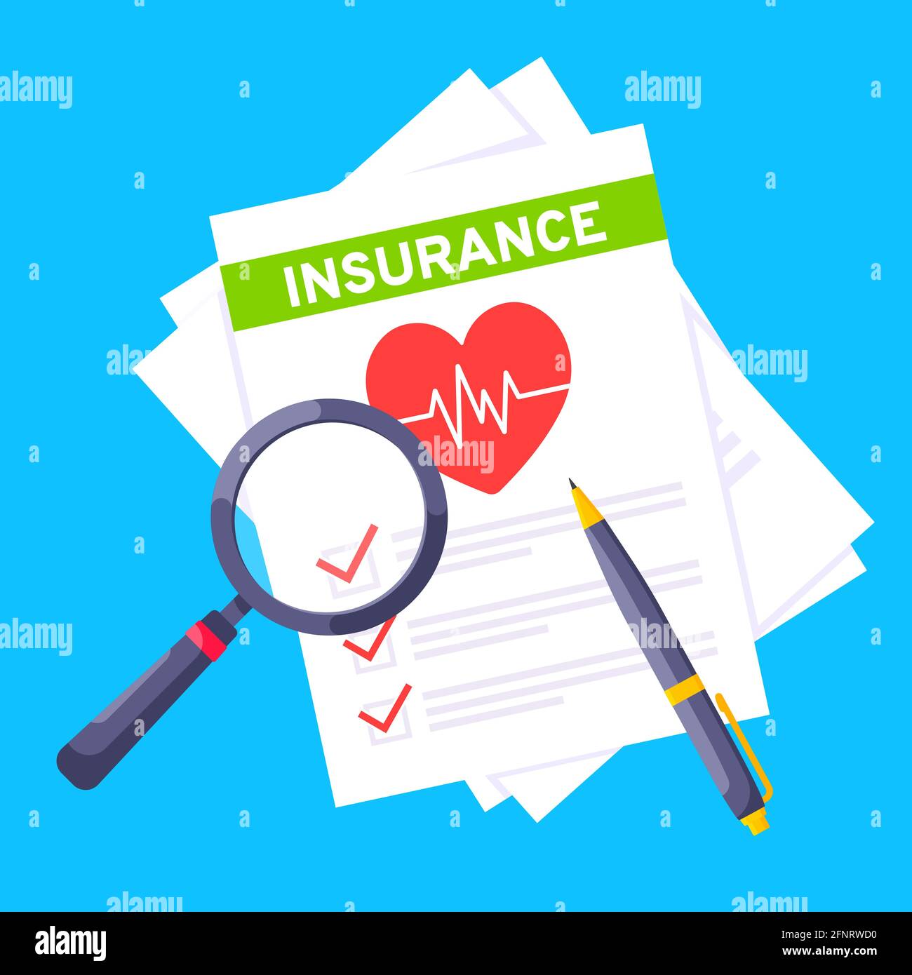 Medical insurance claim form with file paper sheets flat style design ...