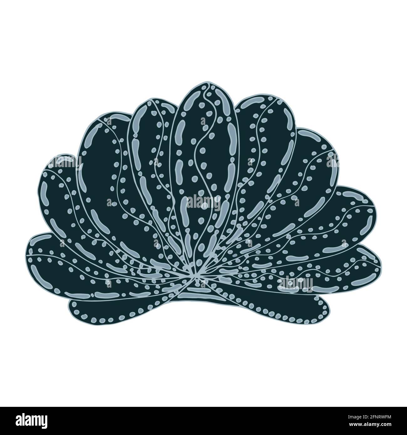 seashell sea vector isolated hand drawing sketch blue Stock Photo - Alamy