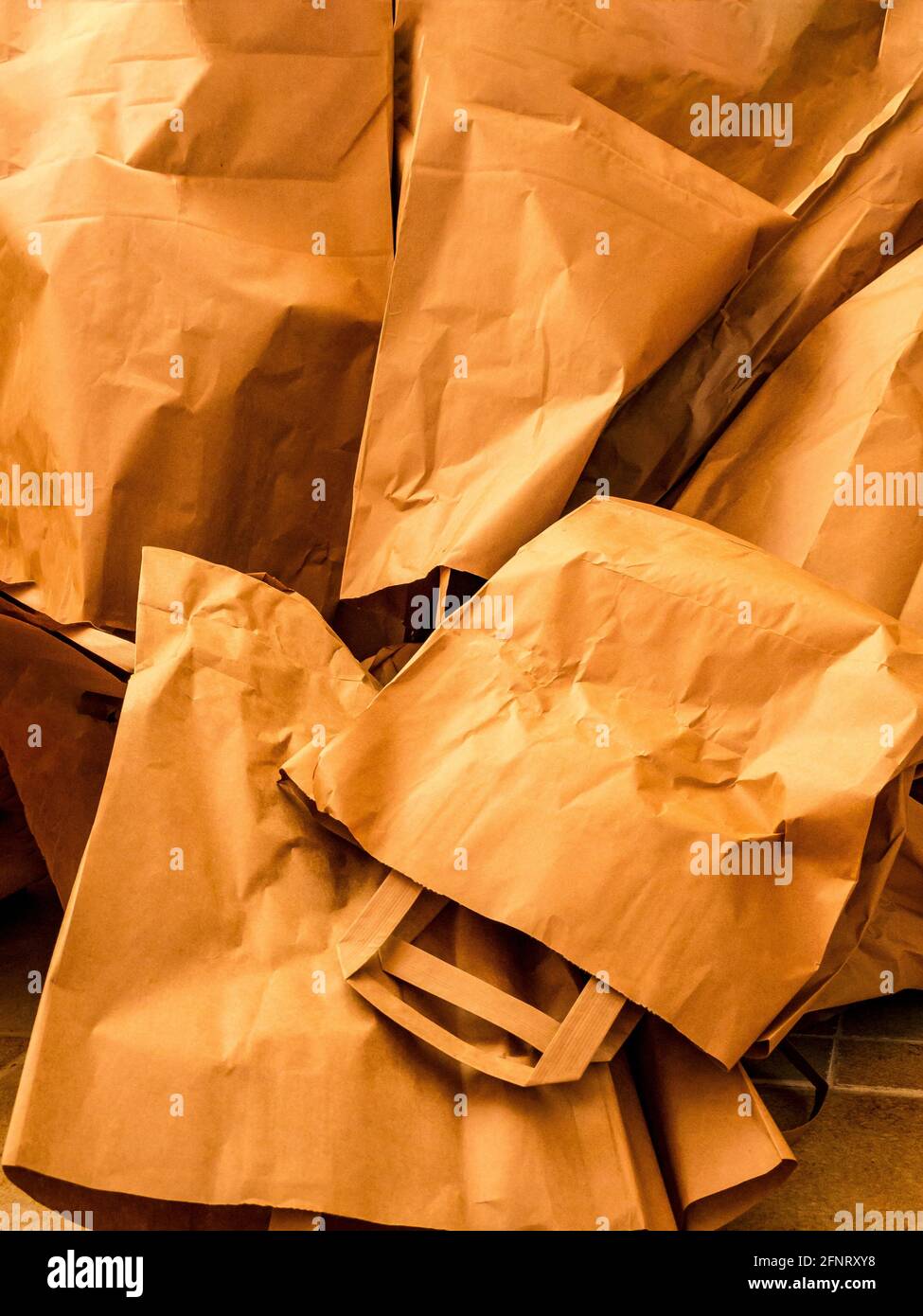 A pile of brown crumpled paper bags Stock Photo - Alamy