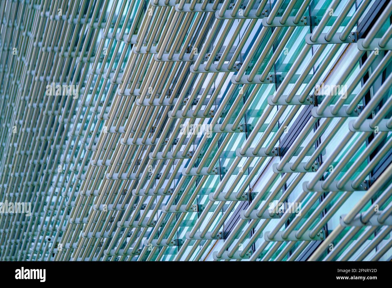 Textured background of metal bars on building Stock Photo - Alamy