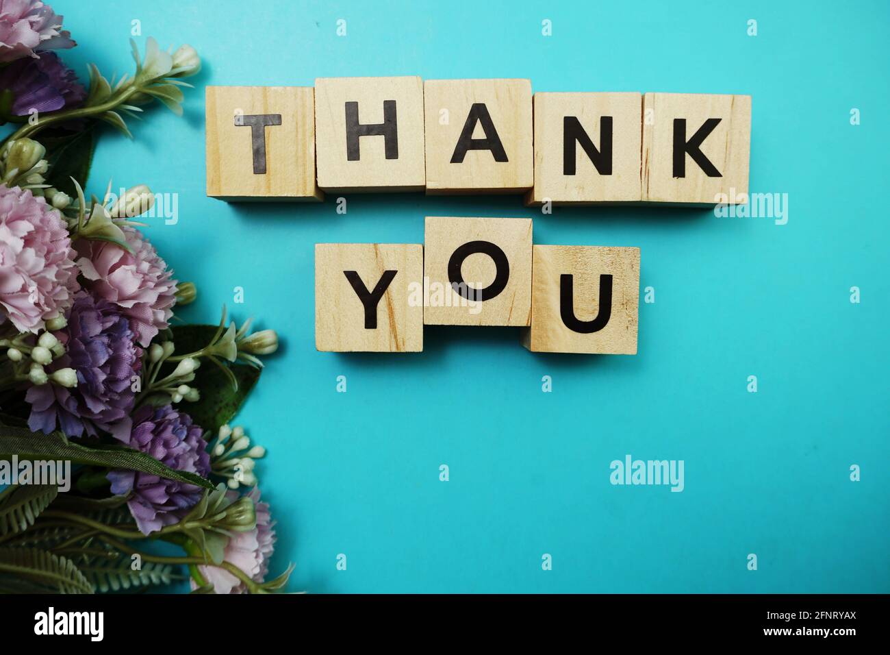 Thank You alphabet letters with space copy on blue background Stock ...