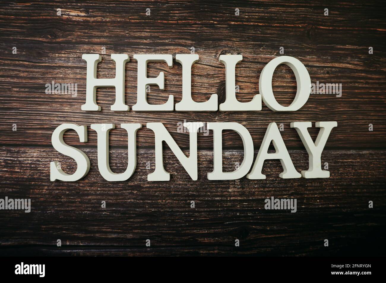 Happy Sunday alphabet letter with space copy on wooden background Stock ...
