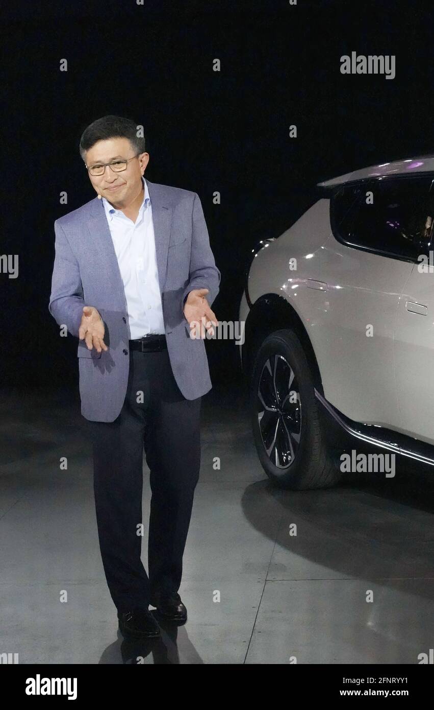 President and CEO Sean Yoon speaks during the unveiling of the new KIA ...