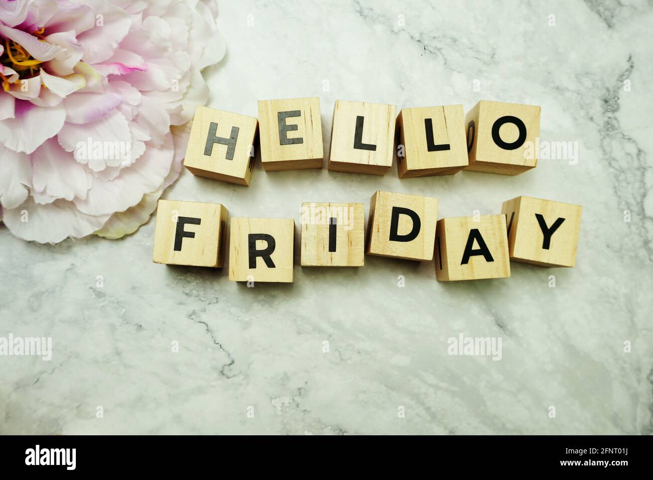 Happy Friday alphabet letters with space copy on marble background ...