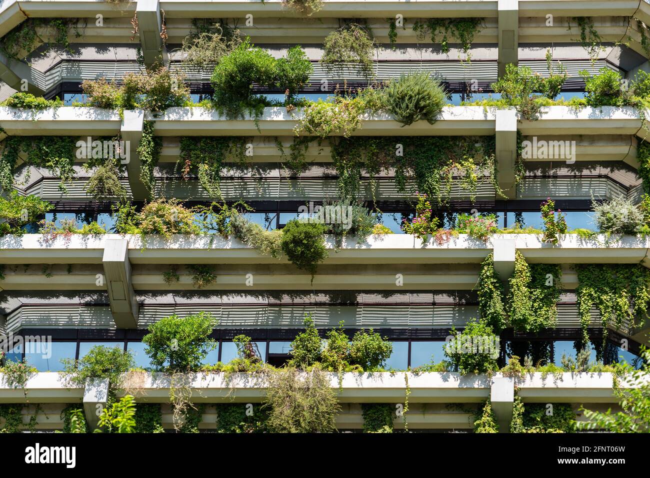 Green Building Facade Details In Barcelona, Spain Stock Photo - Alamy