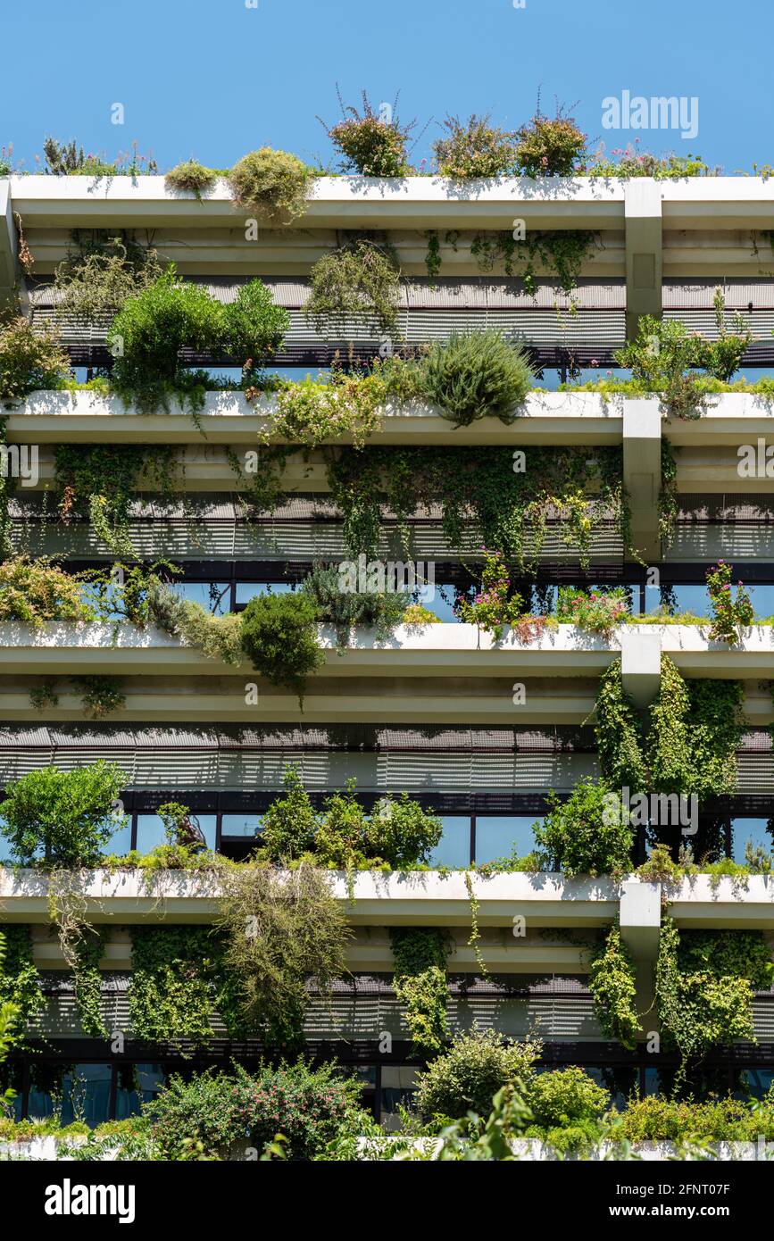 Green Building Facade Details In Barcelona, Spain Stock Photo - Alamy