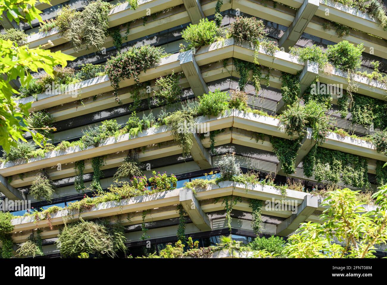 Green Building Facade Details In Barcelona, Spain Stock Photo - Alamy