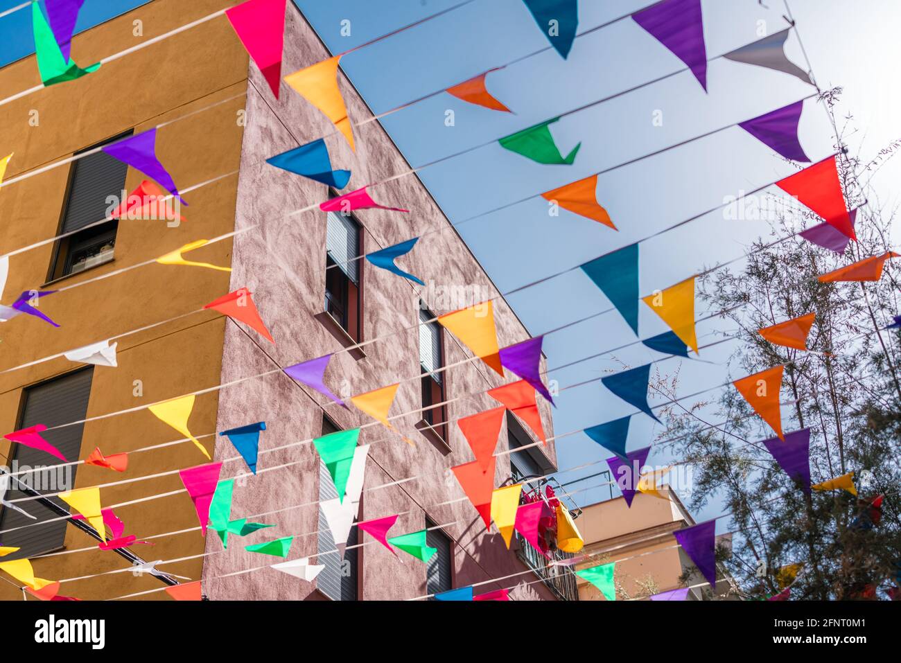 Spanish Catholic Holiday Party Decorations With Colored Flags In ...