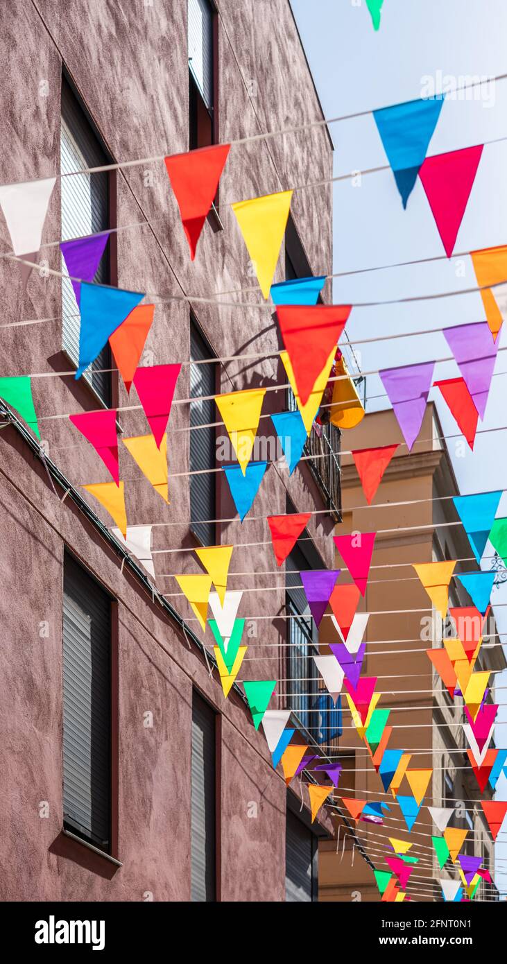 Spanish Catholic Holiday Party Decorations With Colored Flags In ...