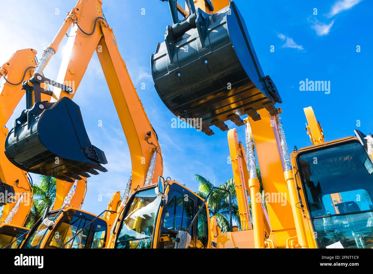 Vehicle fleet with construction machinery of building or mining company ...