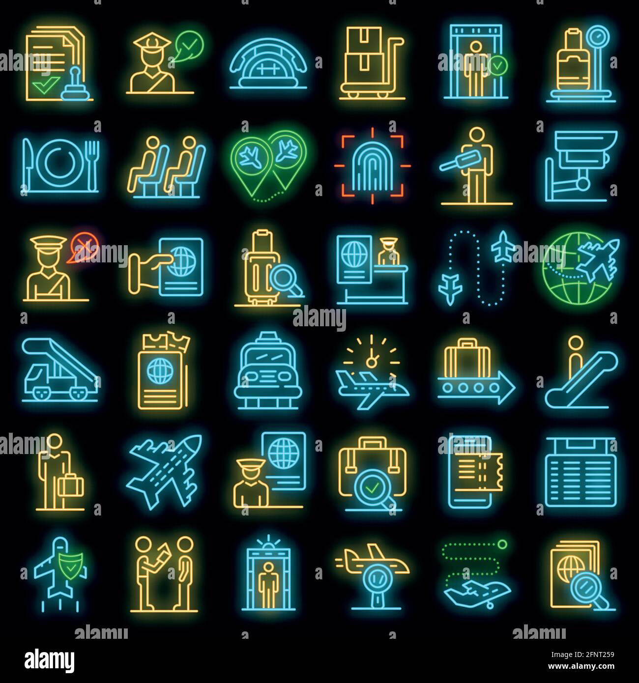 Passport control icons set. Outline set of passport control vector ...