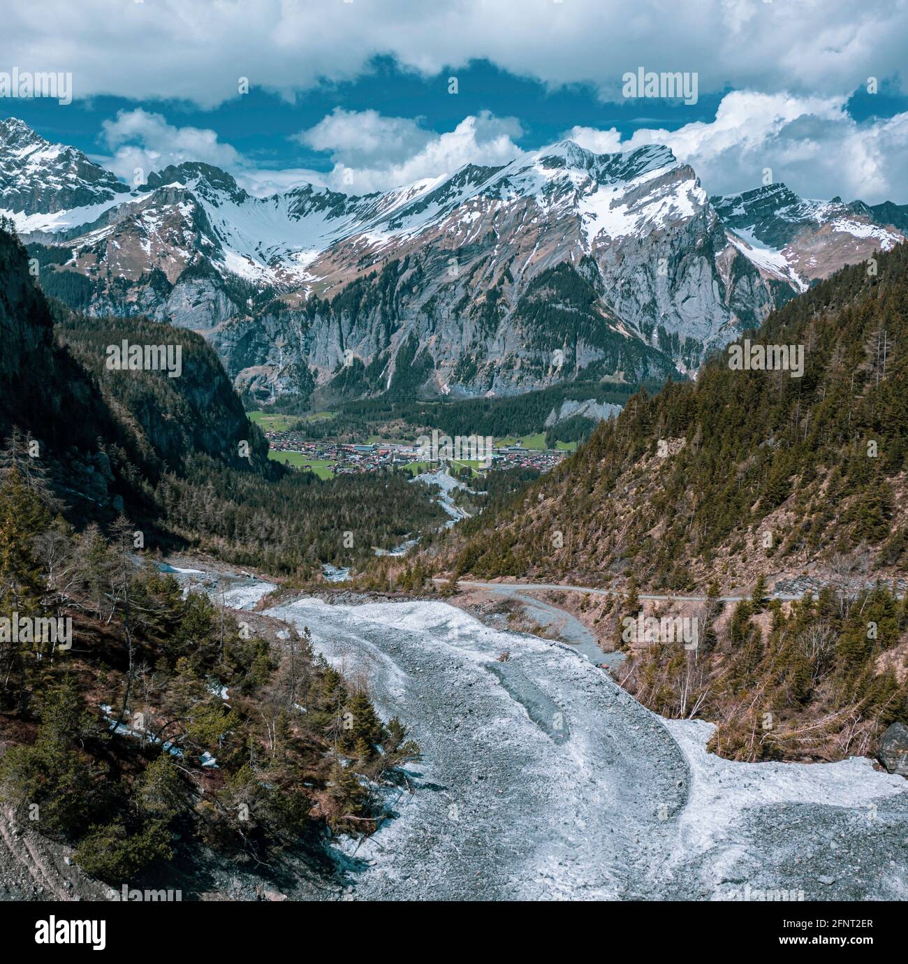 High alpine lake of Oeschinensee in Kandersteg, Switzerland. The ...