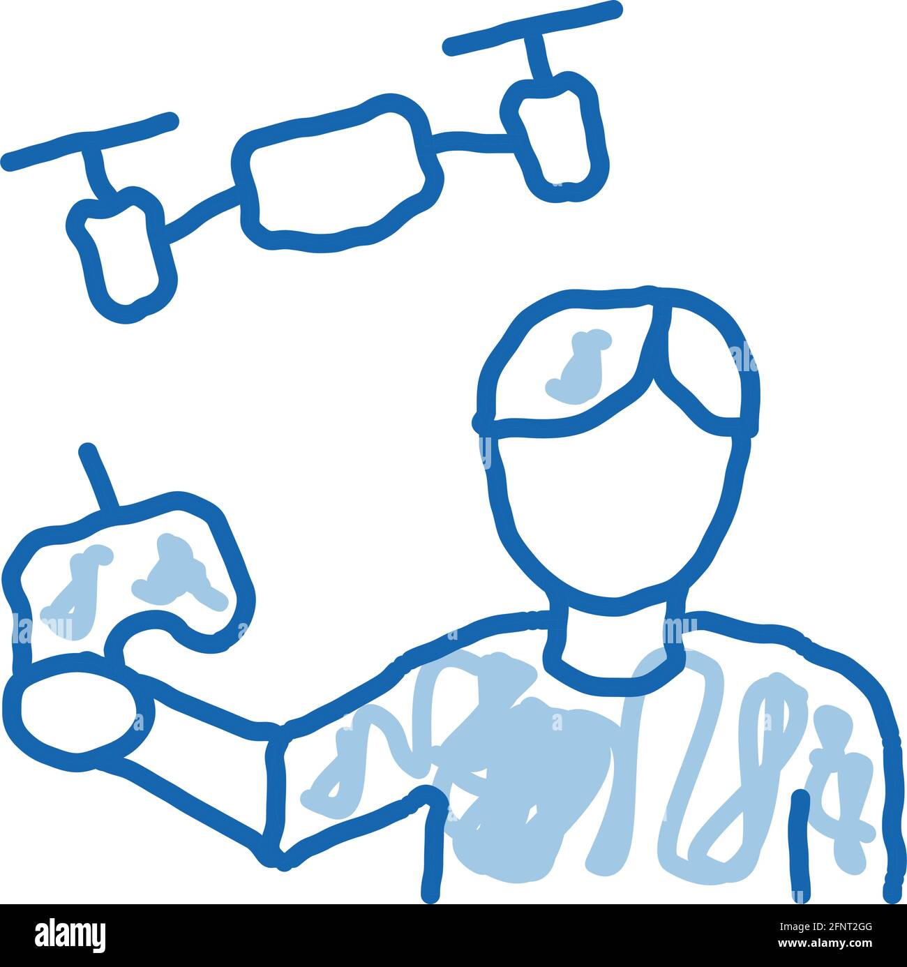 drone man with remote control doodle icon hand drawn illustration Stock ...