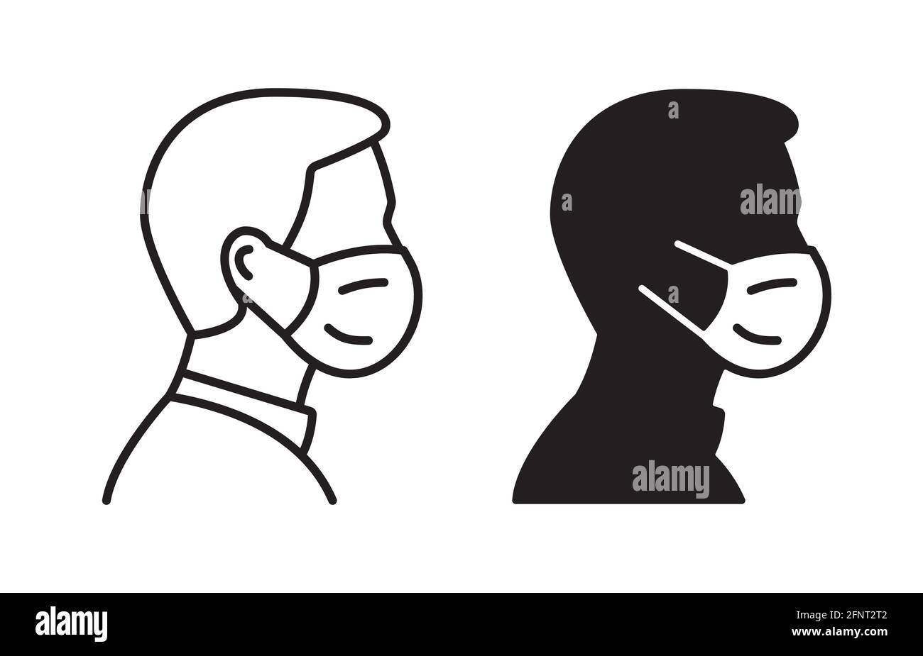 Man profile face in medical mask icon. Vector illustration isolated on ...