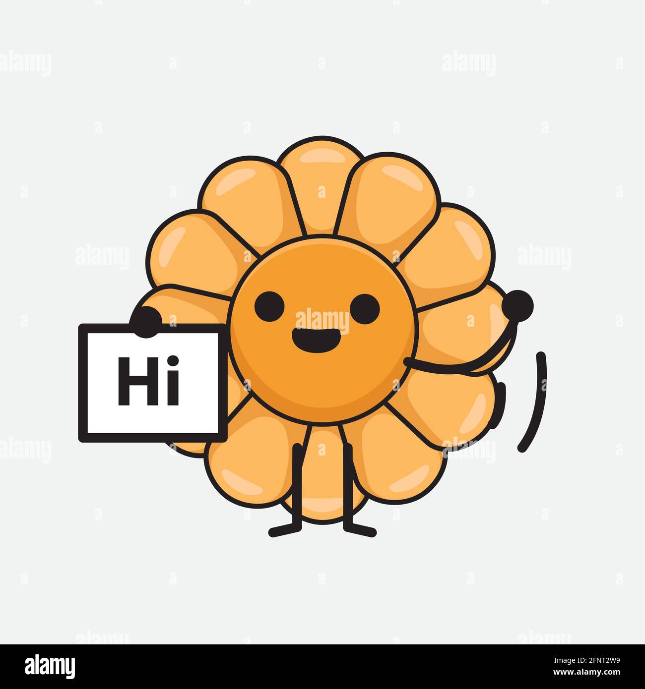 Vector Illustration of Flower Character with cute face, simple hands ...