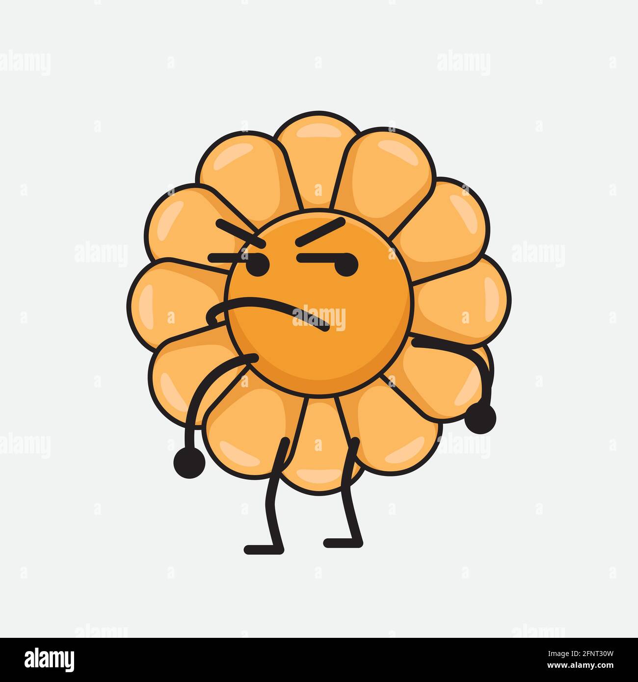 Vector Illustration of Flower Character with cute face, simple hands ...