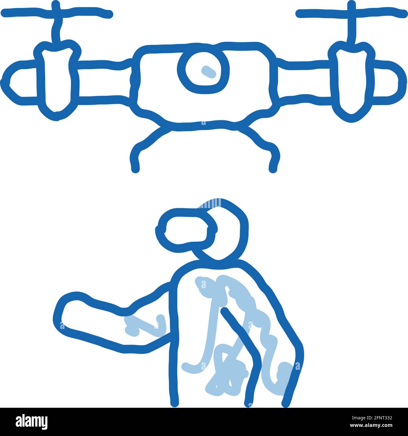 drone vr glasses remote controle doodle icon hand drawn illustration ...