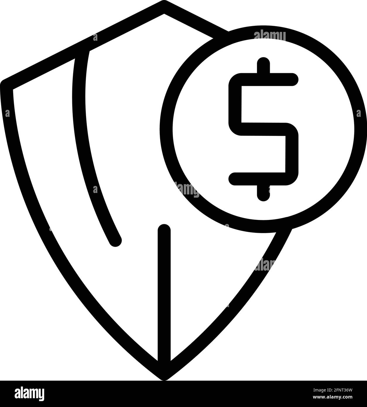 Shield money icon. Outline Shield money vector icon for web design ...