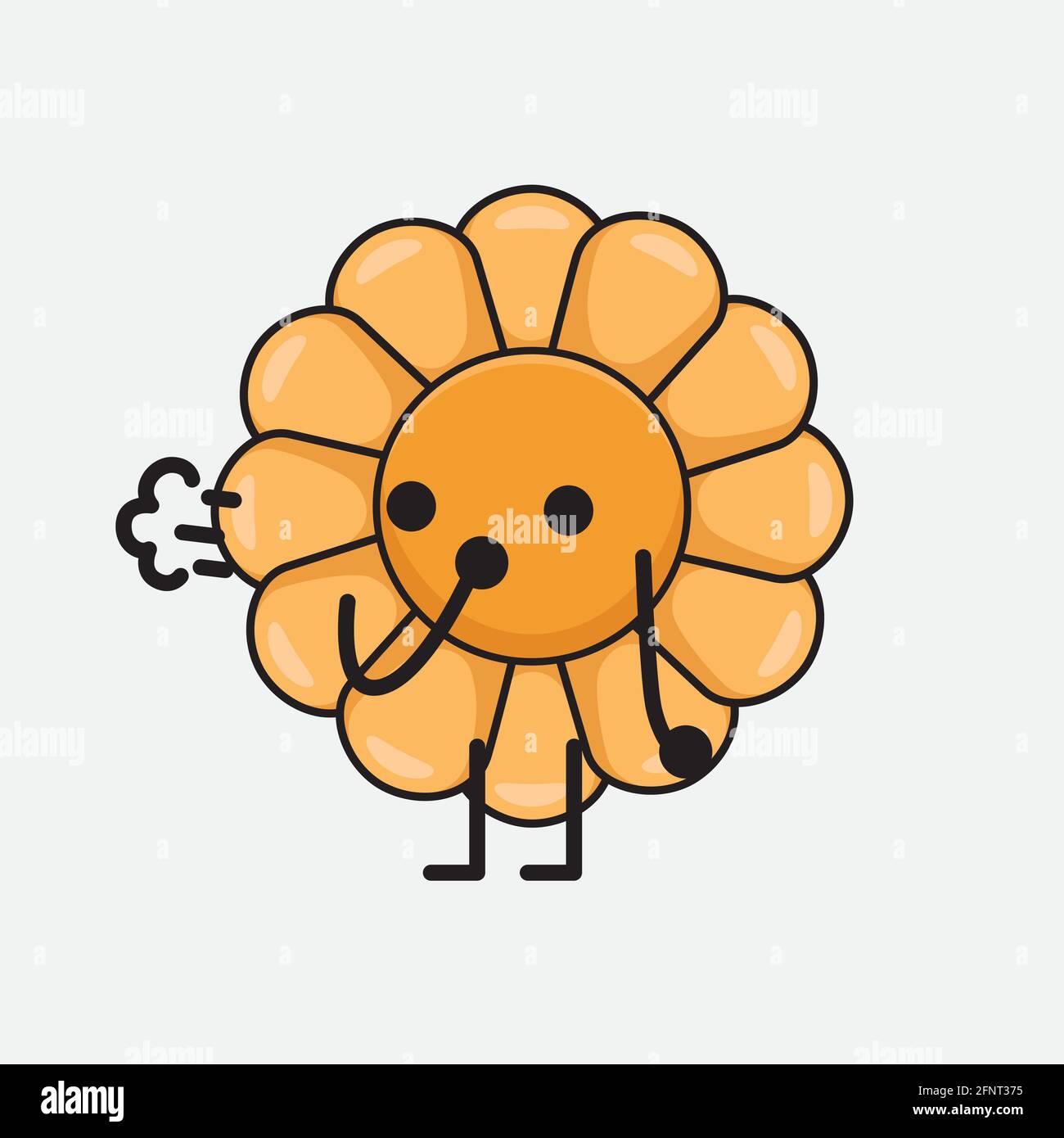 Vector Illustration of Flower Character with cute face, simple hands ...