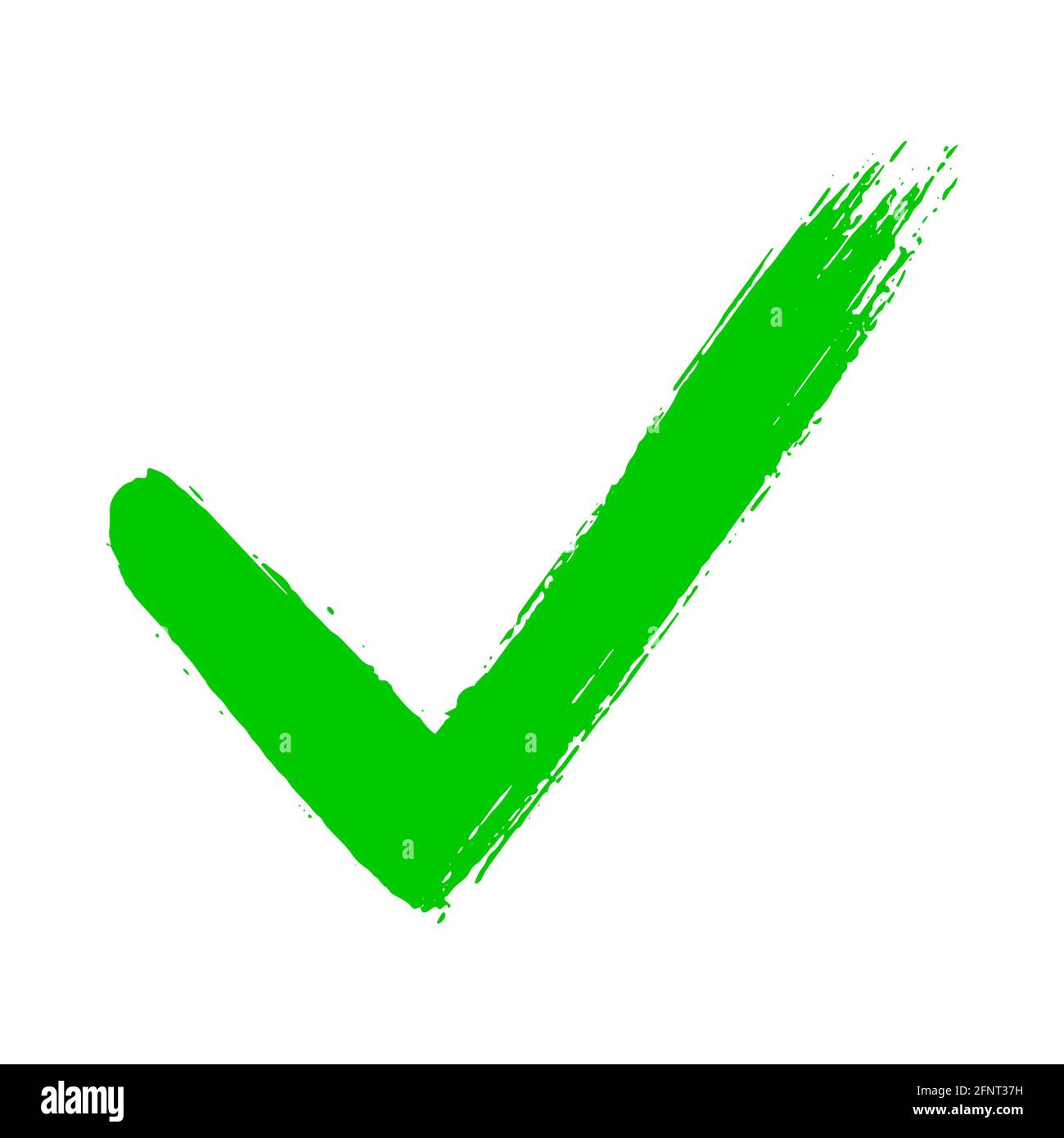 Dirty grunge hand drawn tick v with brush strokes vector illustration ...