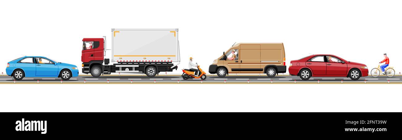 Collection of various vehicles. Side view road Stock Vector Image & Art ...