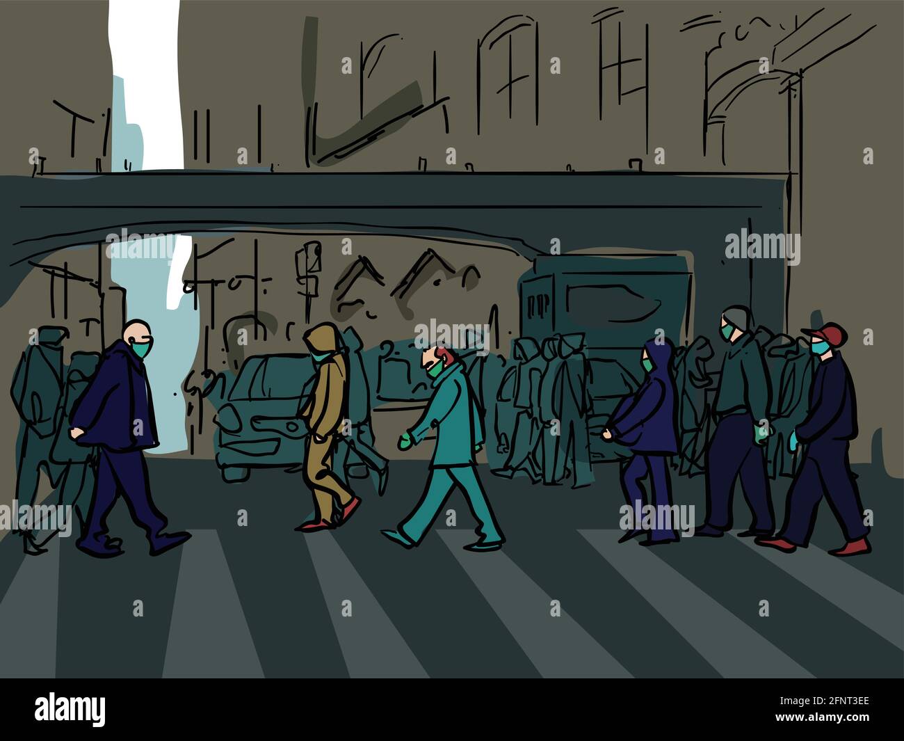 Cartoon illustration background busy city hi-res stock photography and ...