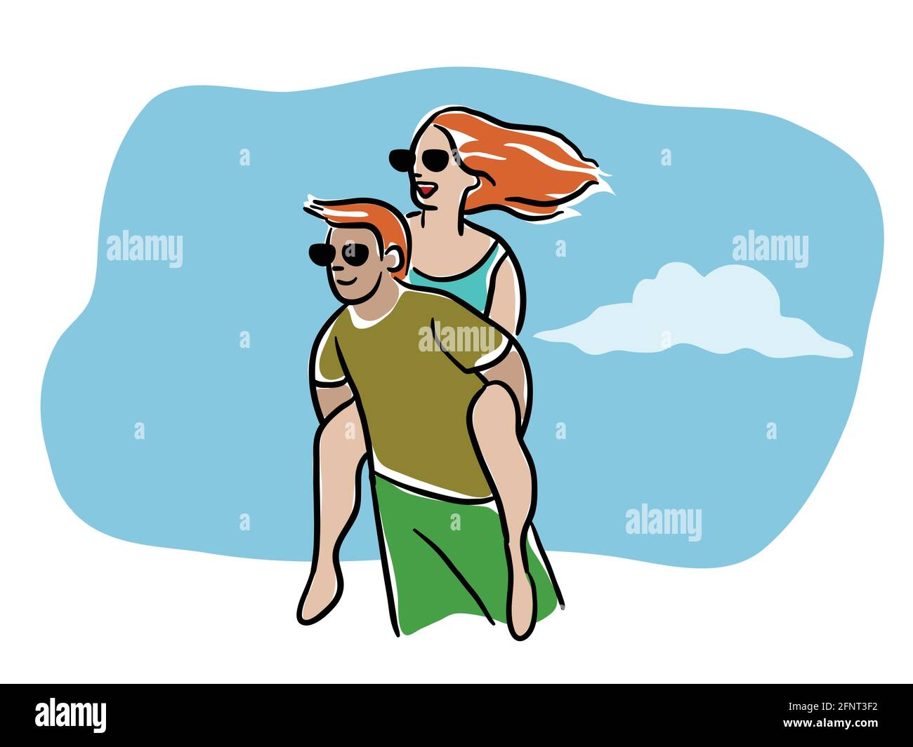 couple race cartoon Illustration vector isolated Stock Vector Image ...
