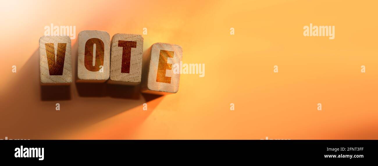 Vote word on Wooden Blocks. on orange background. Business and Election ...