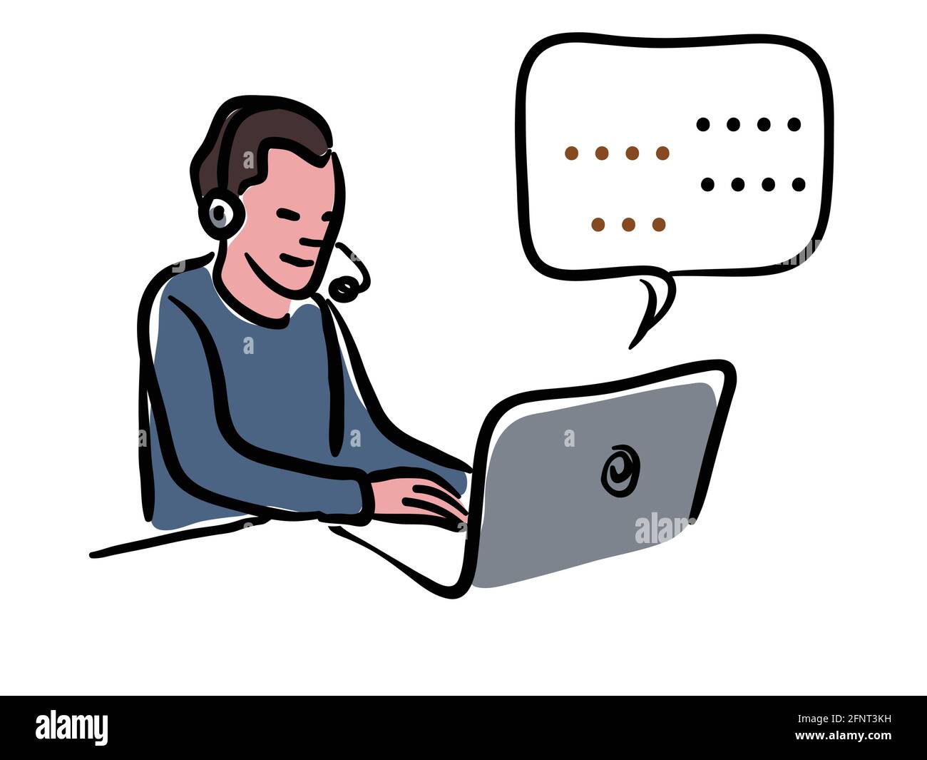 Man with computer in office customer service vector illustartion Stock ...