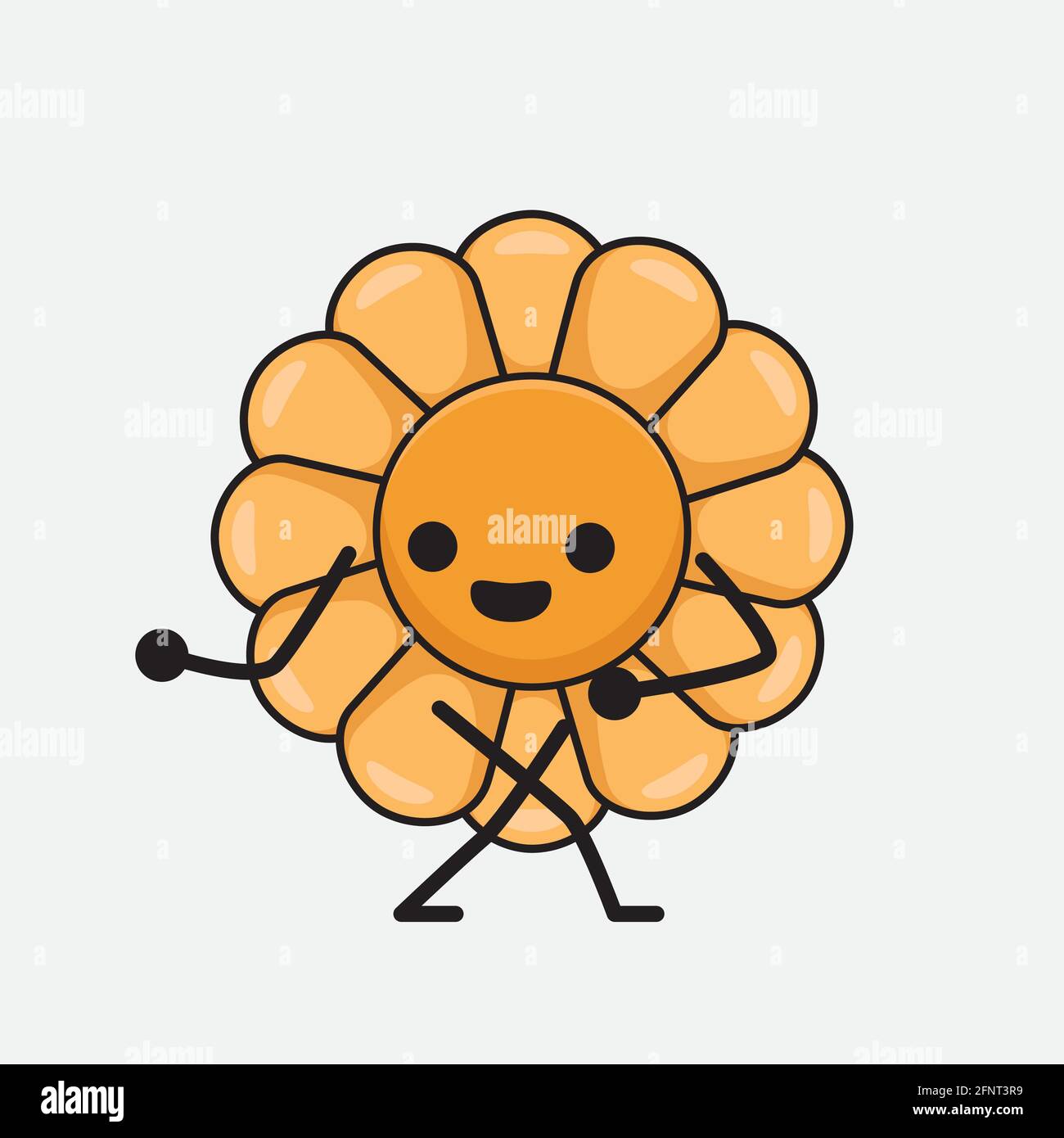 Vector Illustration of Flower Character with cute face, simple hands ...