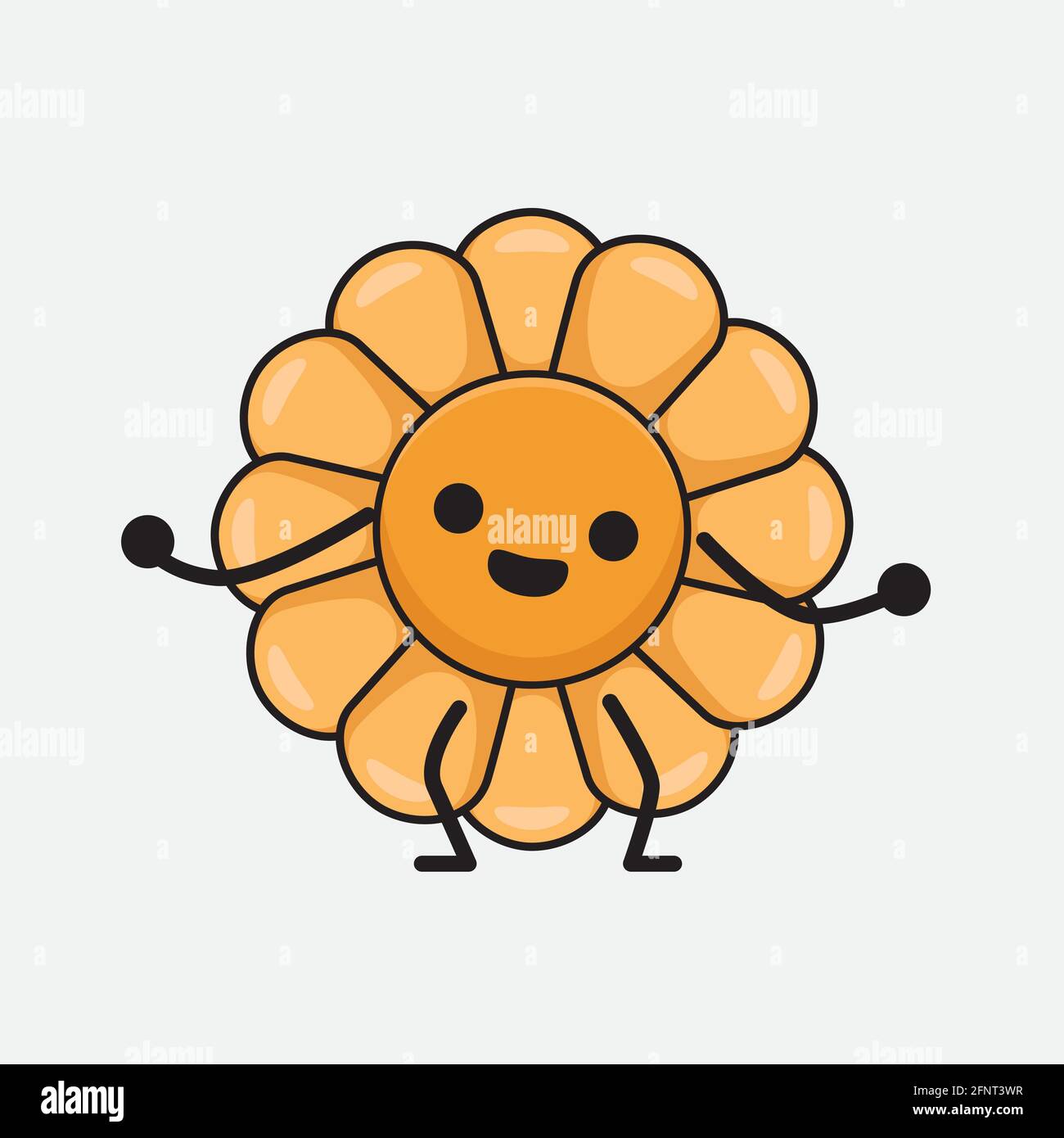 Vector Illustration of Flower Character with cute face, simple hands ...