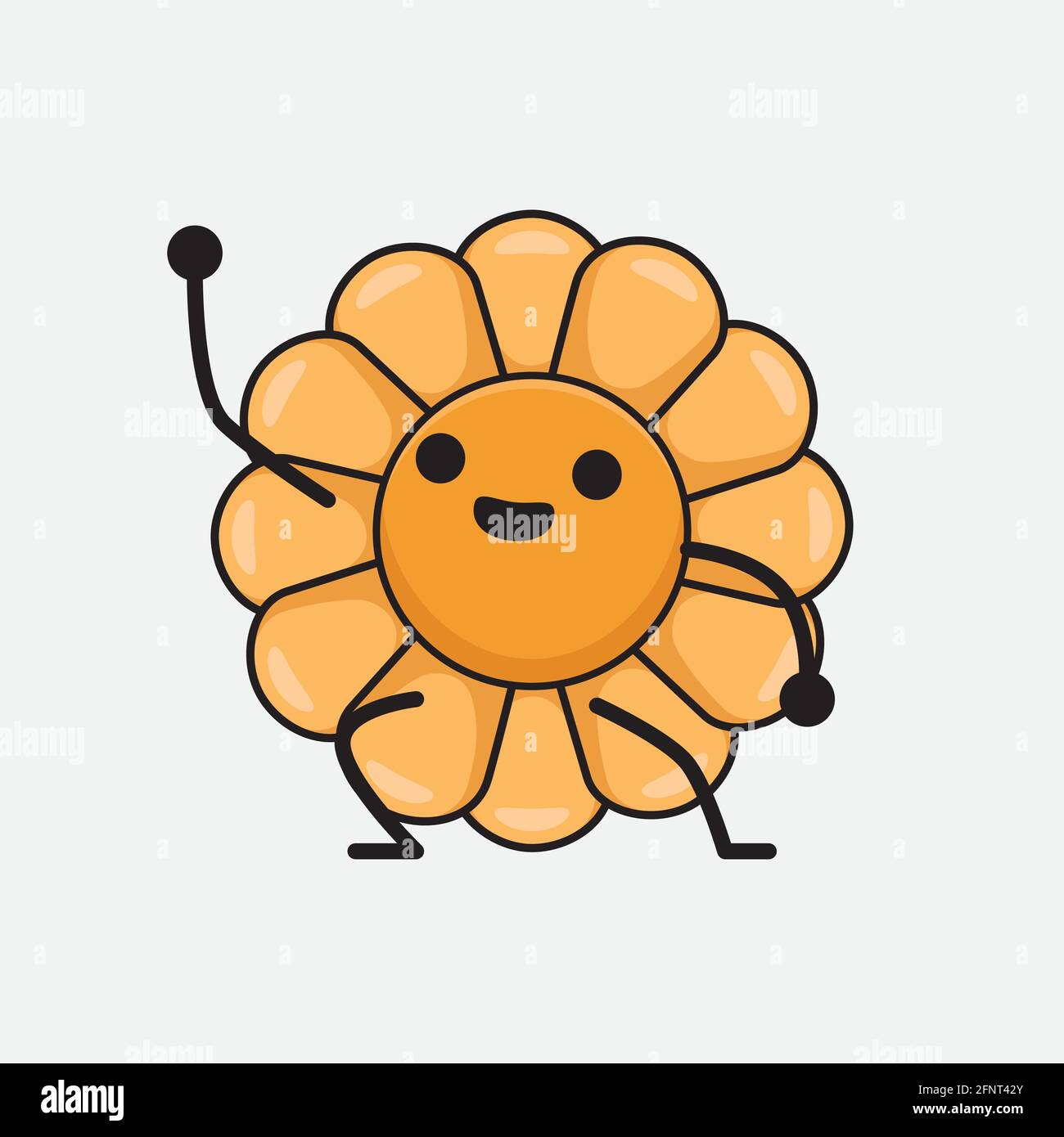 Vector Illustration of Flower Character with cute face, simple hands ...