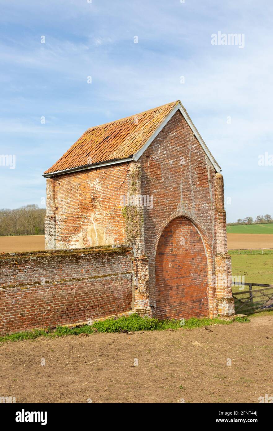 Historic red brick gatehouse to former priory, Letheringham, Suffolk ...