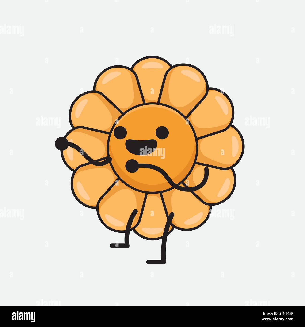 Vector Illustration of Flower Character with cute face, simple hands ...