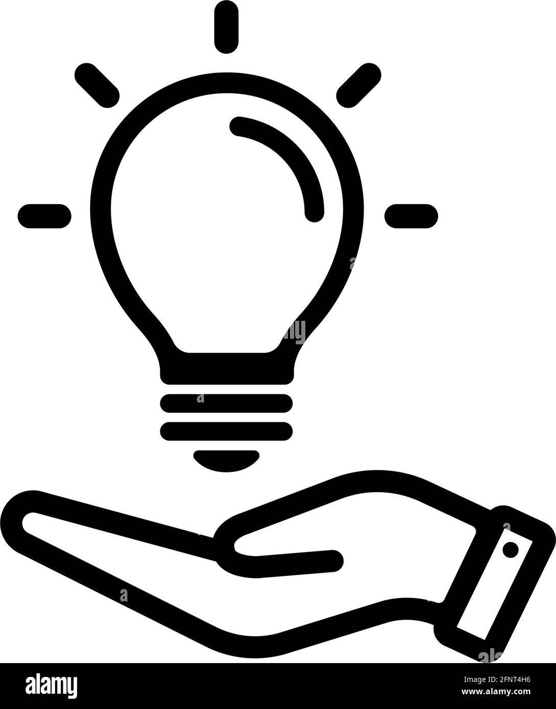Hand holding lightbulb vector icon illustration (idea, inspiration ...