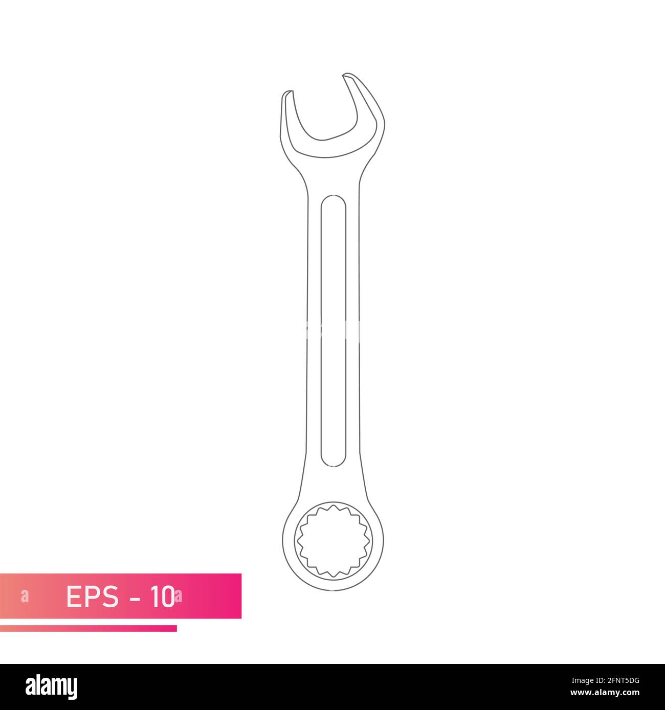 Combination wrench for nuts. Linear design. On a white background ...