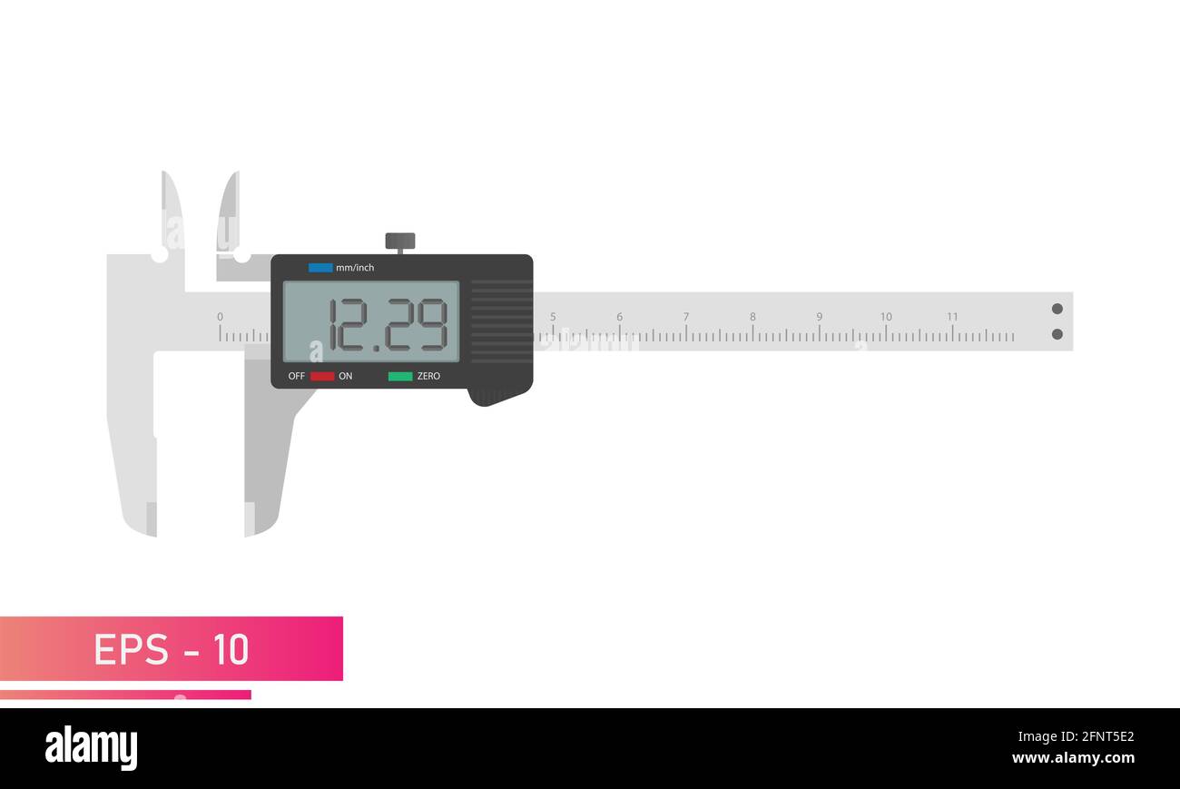 Digital vernier caliper with display and numeric scale. Tools for ...