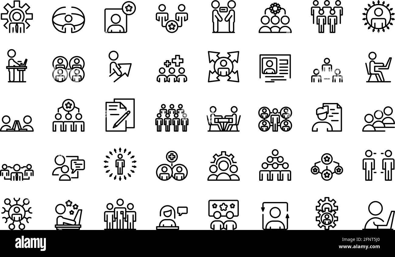 Colleague icons set. Outline set of colleague vector icons for web ...